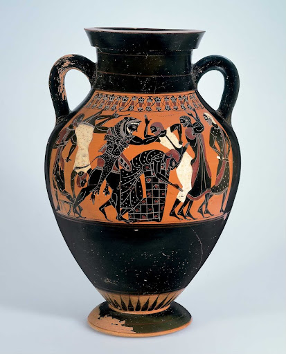 Amphora with Herakles and Busiris - Swing Painter (Greek) — Google Arts ...