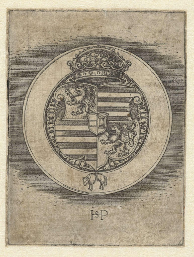 Achterkant van penning met wapen van Koning Ferdinand I van Hongarije ...