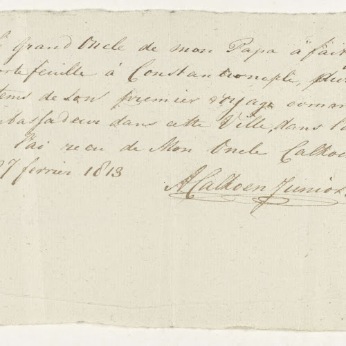 Brief, Abraham Calkoen, 1813 - Rijksmuseum