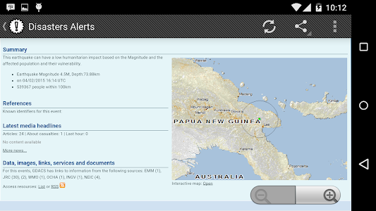 Disasters Alerts – Simple app that provide latest feed about recent ...
